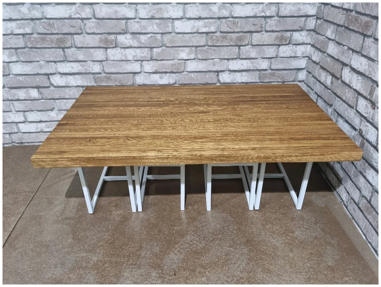 Стол "EasyLOFT" в стиле лофт, трансформер, из массива дуба, 130х70х75 см.