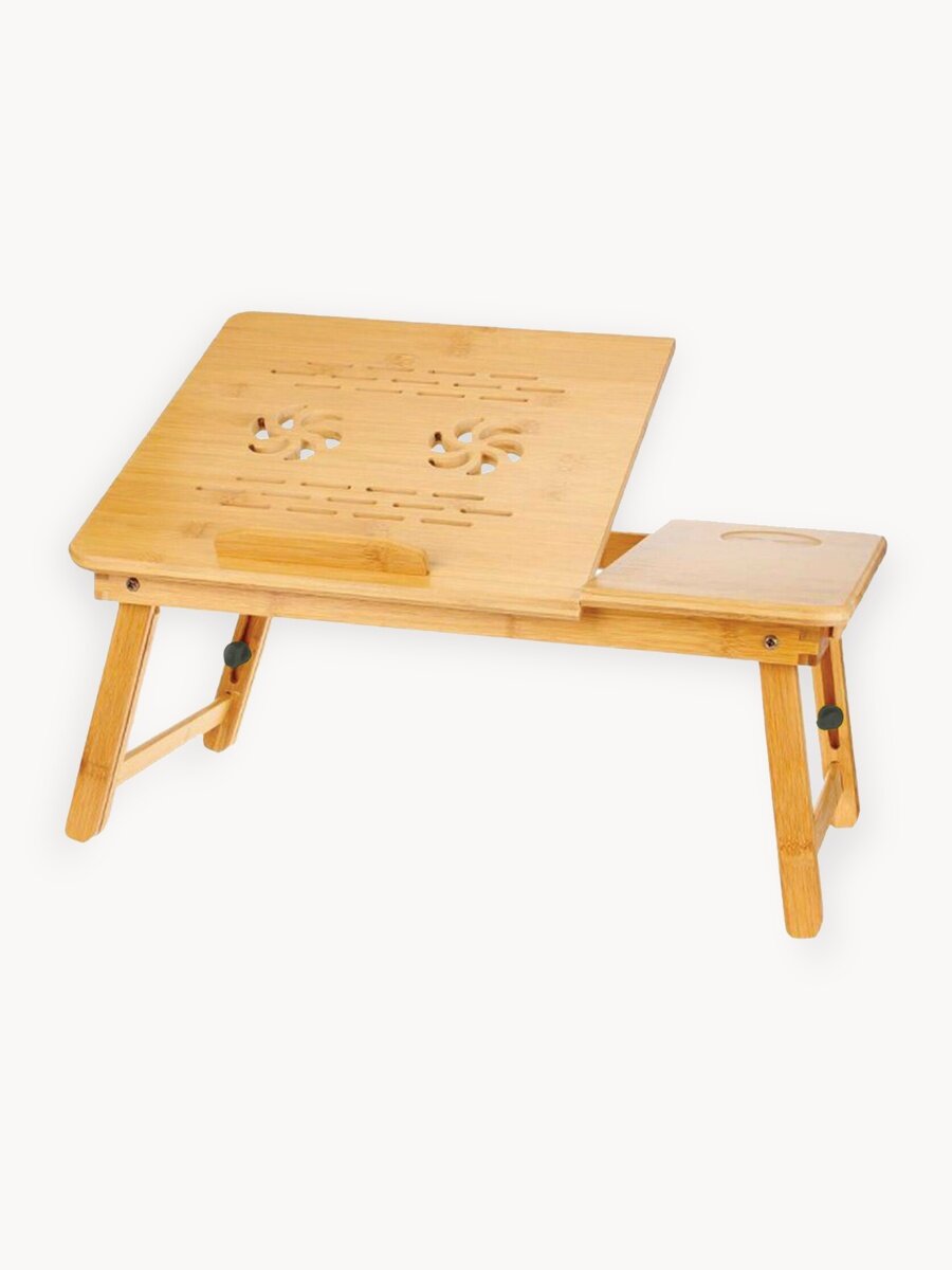 Столик складной для ноутбука, компьютера в кровать для завтрака деревянный (54х34х27см) (бамбук), Daswerk, 532582