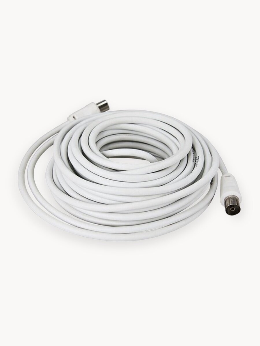 Кабель антенный Rexant ТВ гнездо - ТВ штекер, белый, длина 10 м