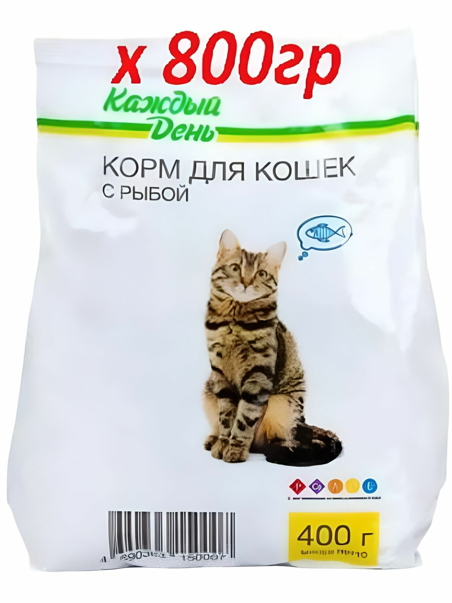 Сухой корм для кошек Каждый день с рыбой, 400 г 2шт