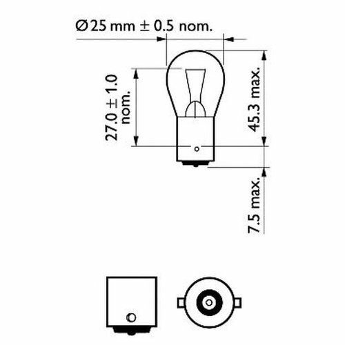 Лампа P25 12V 18W BA15s Stop Philips 12445CP для Toyota 4Runner