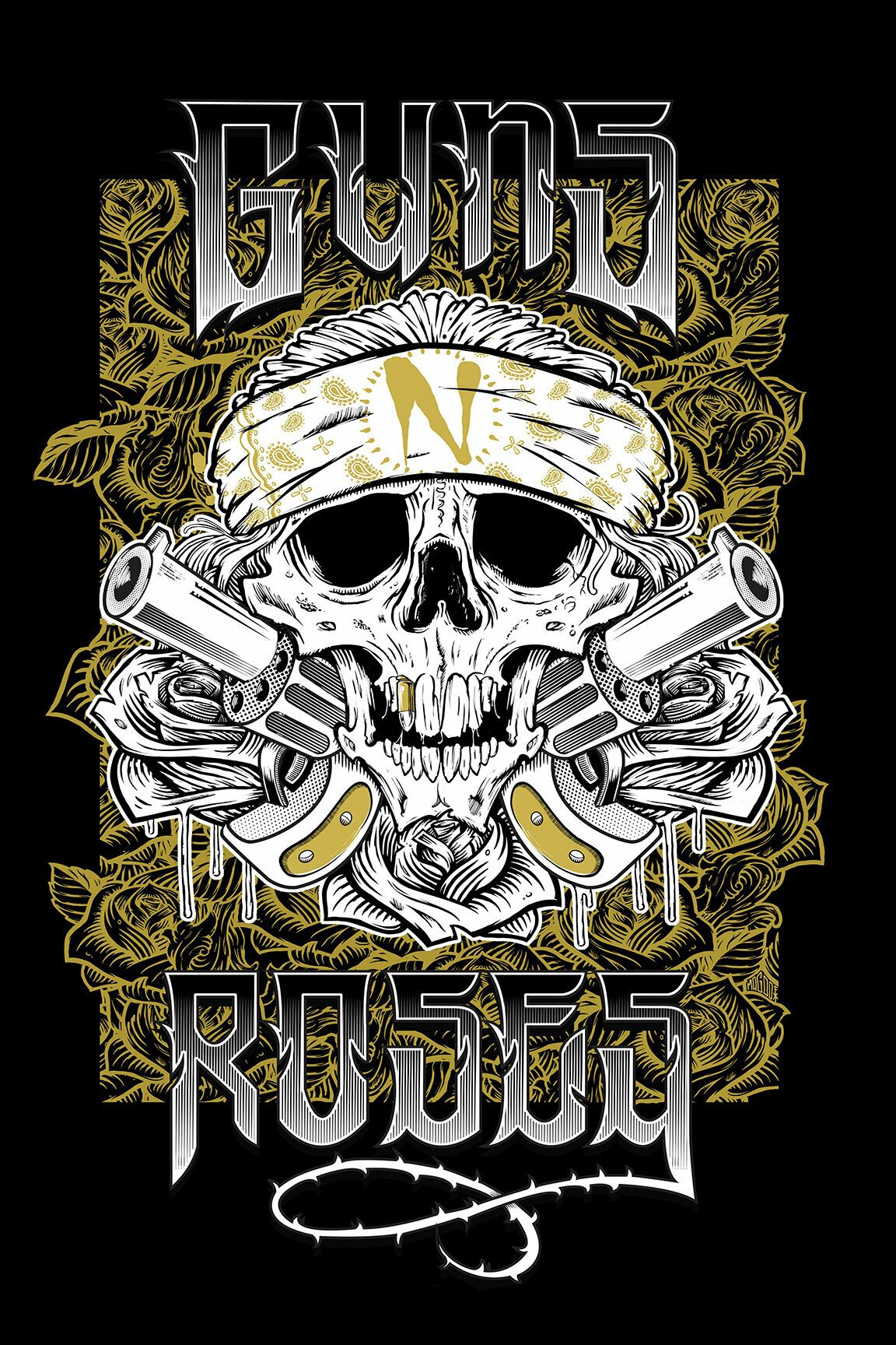 Guns N' Roses. Череп с пистолетами