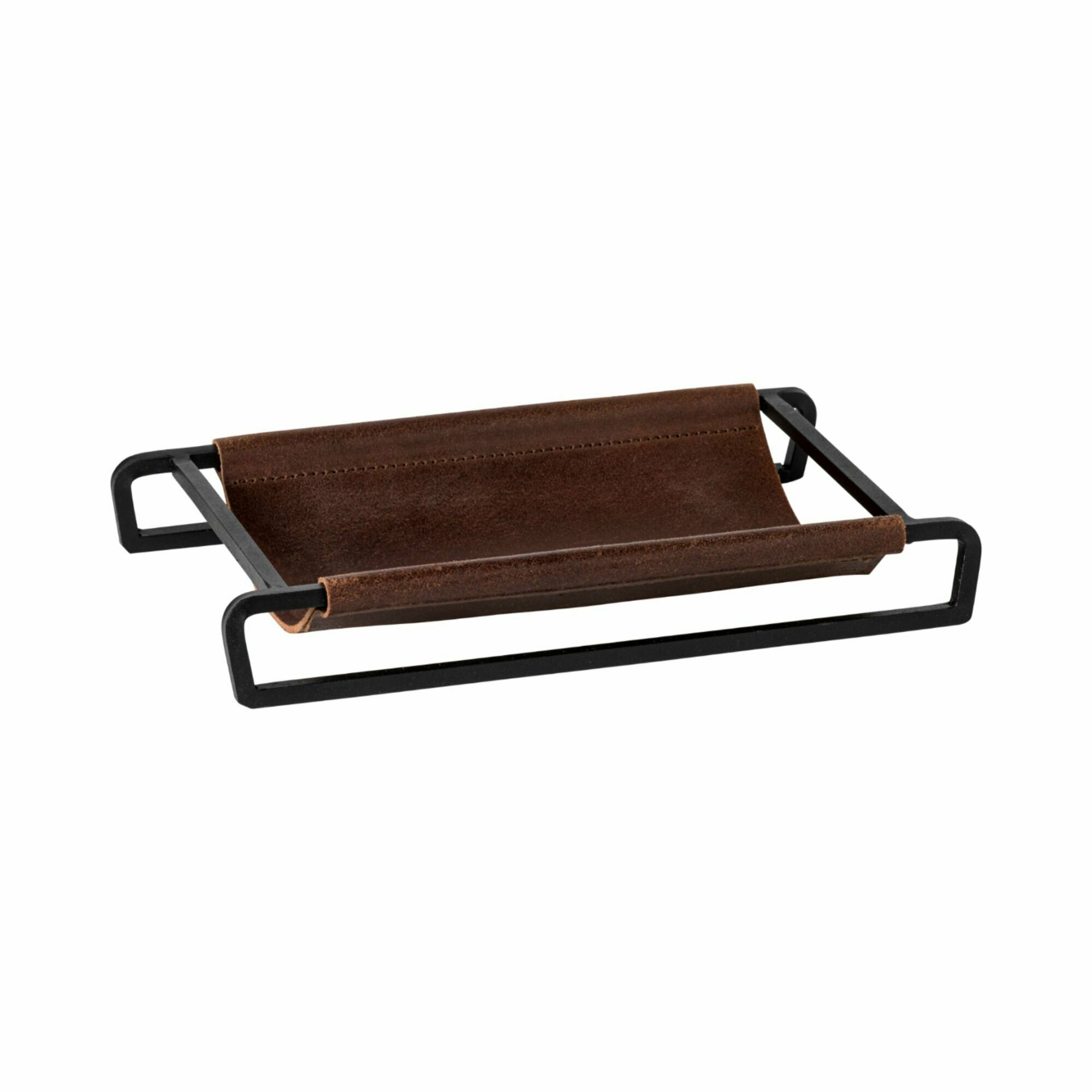 Поднос COSTA NOVA Leather, 25,1 см, кожа, металл, цвет коричневый