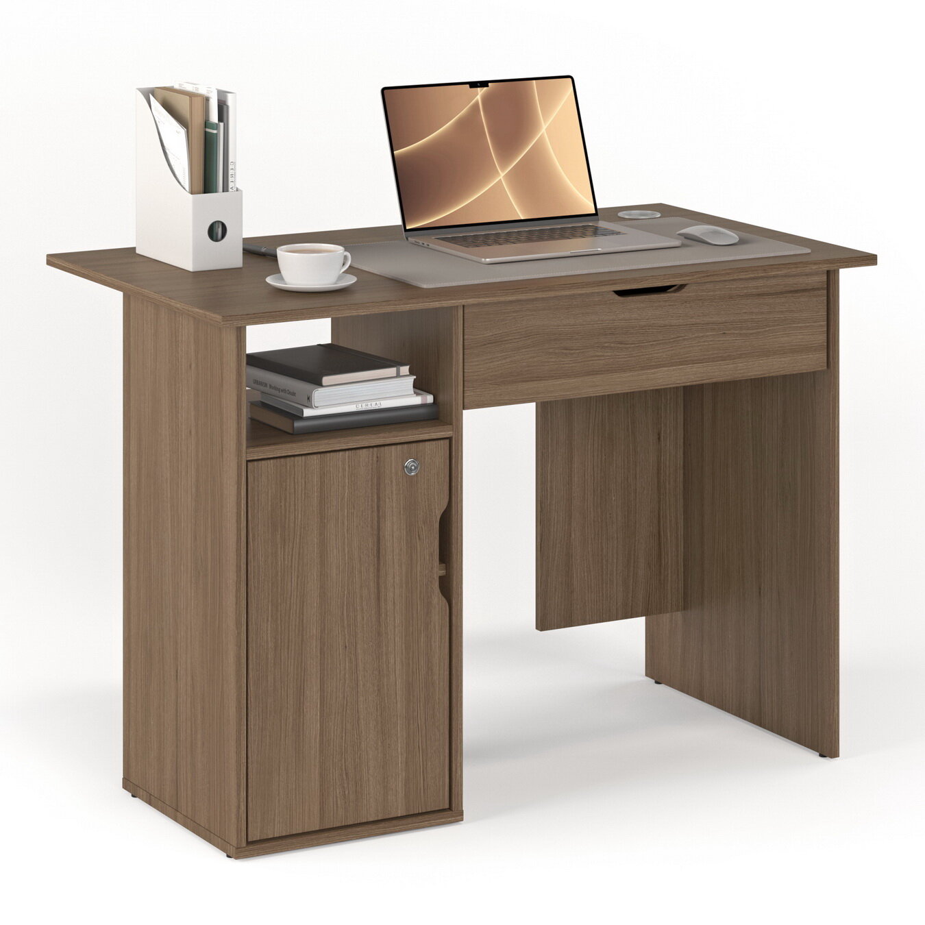 Стол письменный БАНГА-51-Я левый Ясень темный