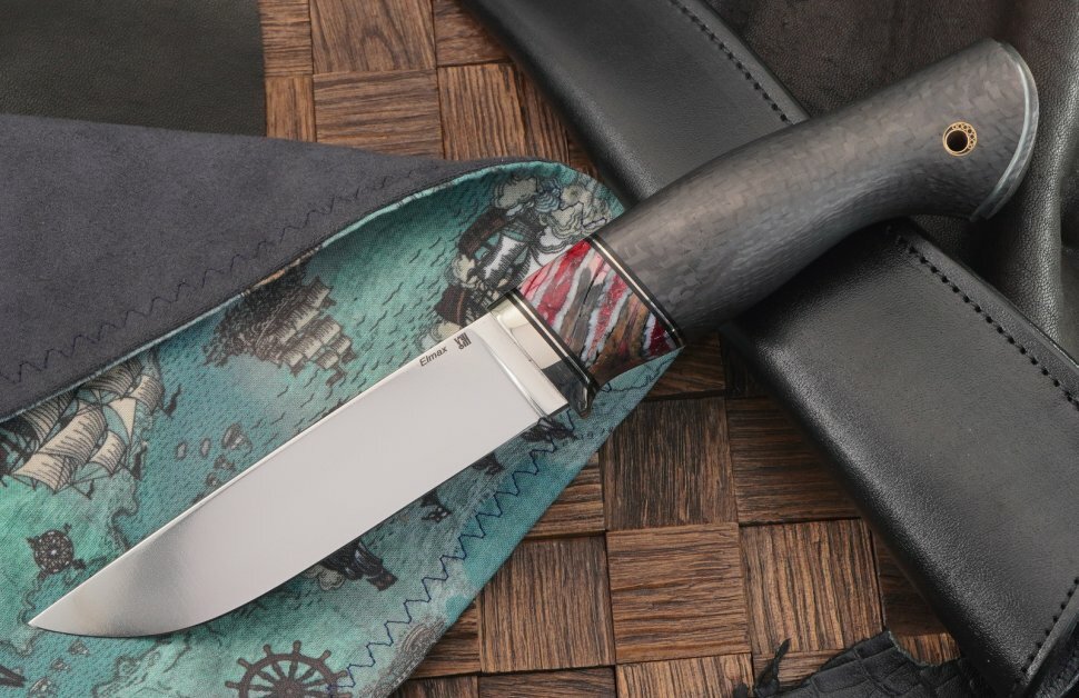 Мастерская Ульданова нож Кардинал, сталь Elmax, рукоять карбон/мамонт