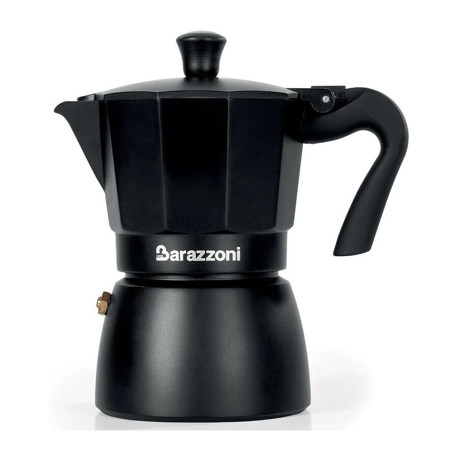 Кофеварка гейзерная на 6 чашек Barazzoni De Luxe, алюминий, черная, премиум качество