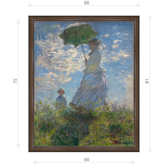 Картина Декор Депо Клода Моне Променад женщины с зонтом Матовая бумага в раме без стекла 81х66 см, DDK44760E21W60H75P24