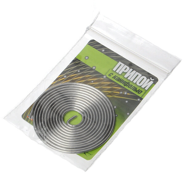 Припой ПОС-61 Т1,5А D=1,5мм L=1м на спирали с канифолью 030325 (5 шт. в комплекте)