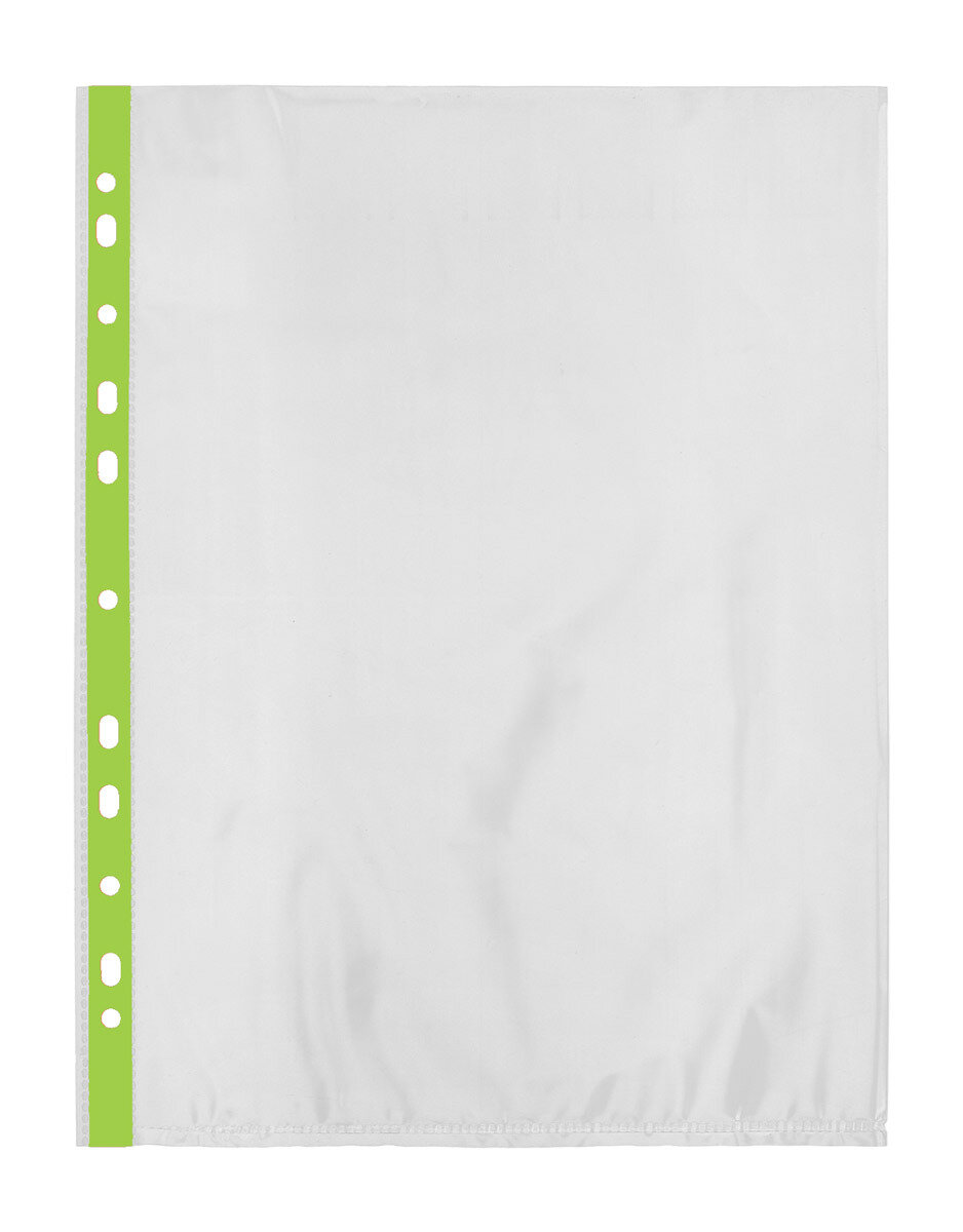 Файлы-вкладыши "Expert Complete" Premier с цв. полоской A4 20 шт. 30 мкм глянцевый лайм EC290902