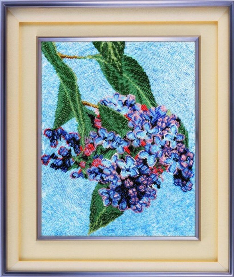 Набор для вышивания Вышиваем бисером #В-50 Ветка сирени, Вышивка бисером, 28 x 35 см