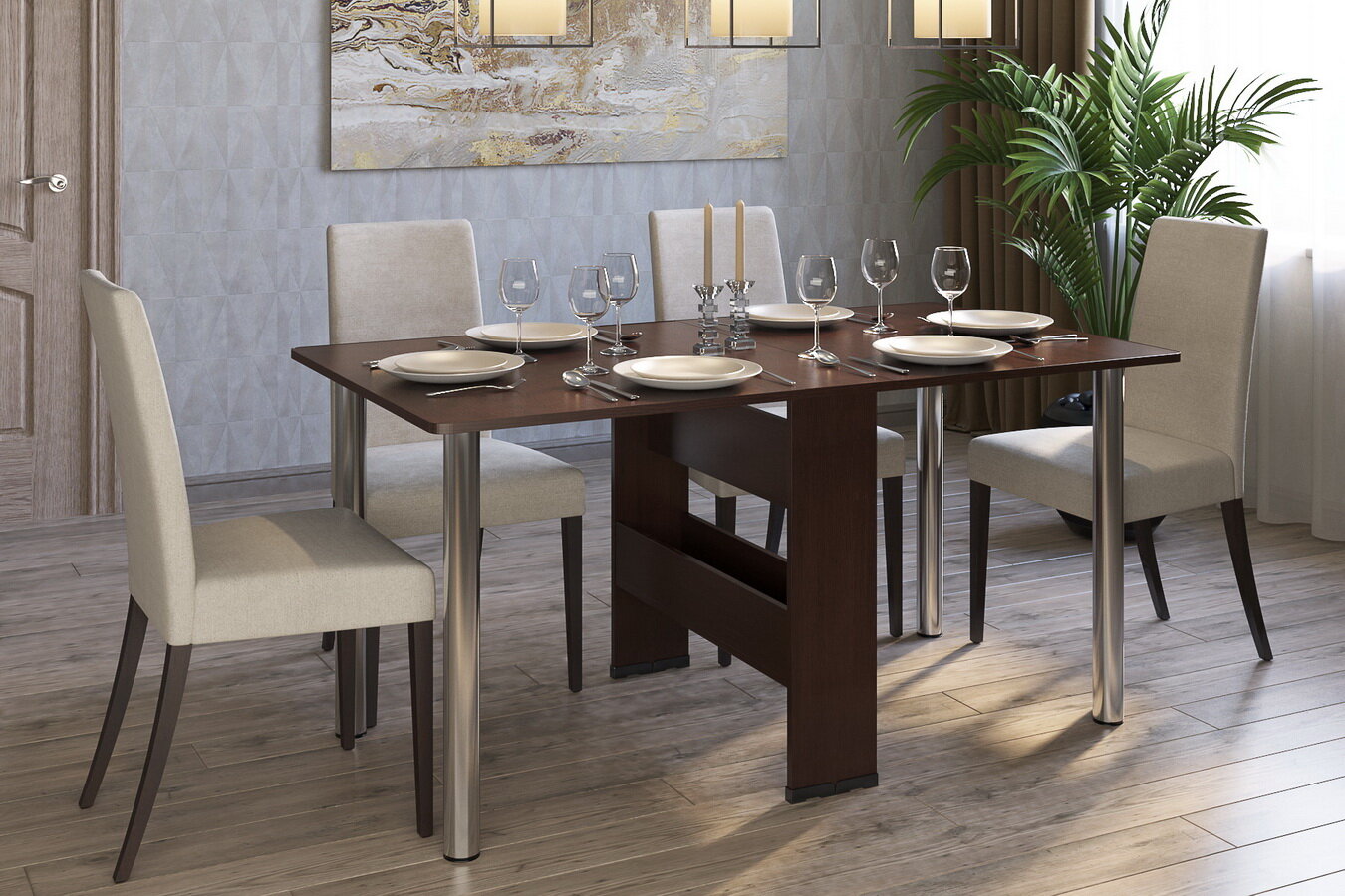 Стол-книжка СКР-3-Р Венге, раскладной, обеденный, 73.9х85.0х154.5 см, россия