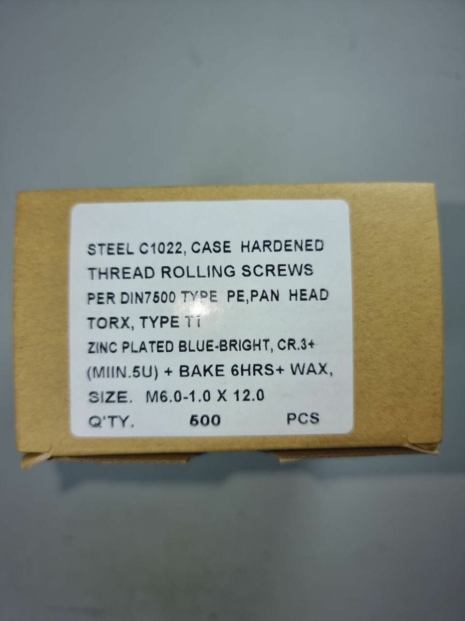 Винты резьбонакаточные закаленные С1022 D7500 типа РЕ, оцинкованные голуб. пассирование М 6,0-1,0*12 Torx (500 шт) Wurth, Германия