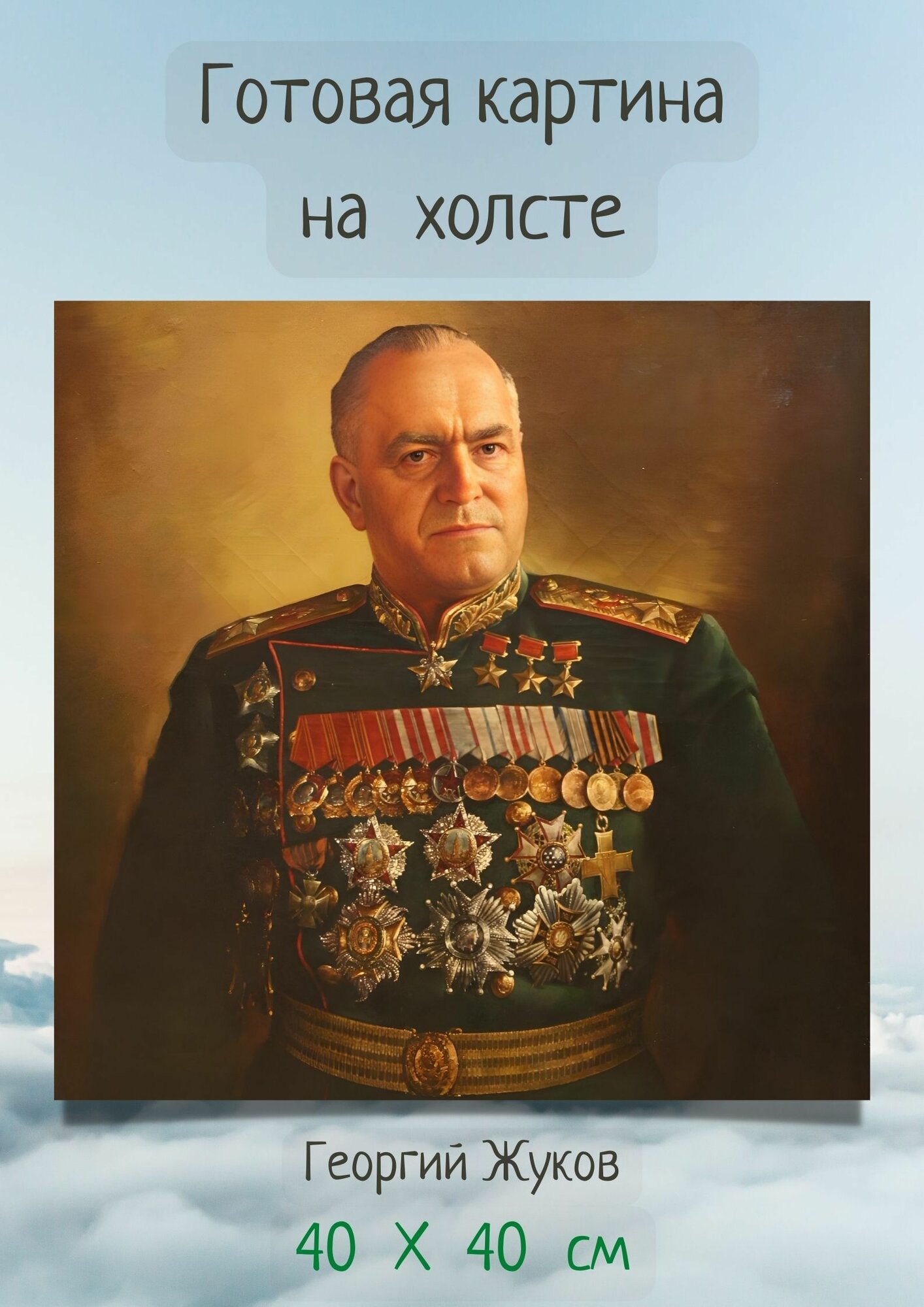 Картина - советский маршал "Георгий Жуков" - герой Ссср, 40х40