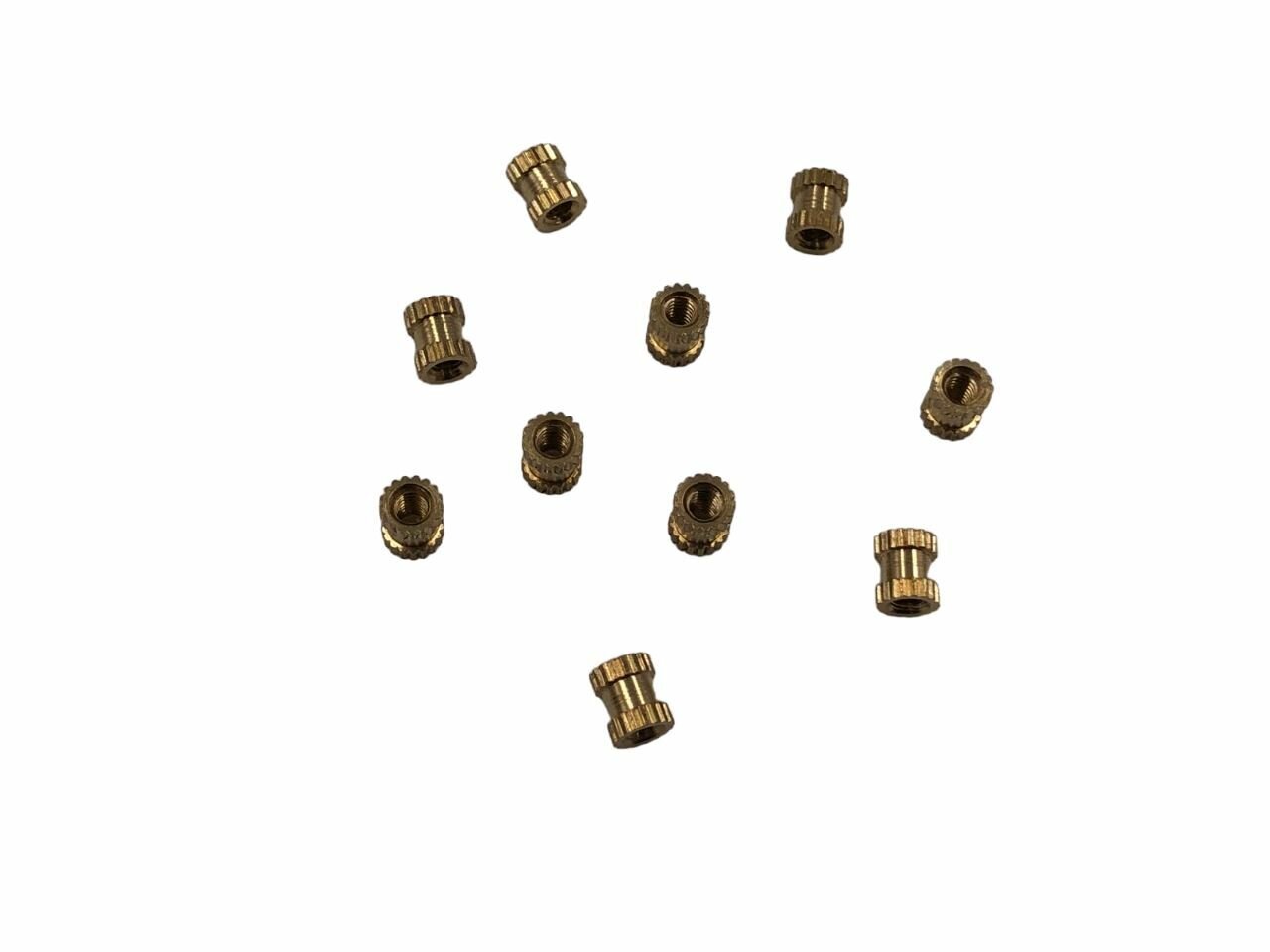 Втулка резьбовая латунная М2х4х3.5 (резьба М2, высота 4мм, наружный диаметр 3.5мм), 10шт