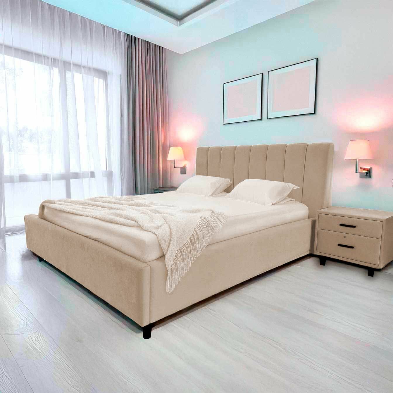 Двуспальная кровать "Диана" с подъемным механизмом и ящиком для белья