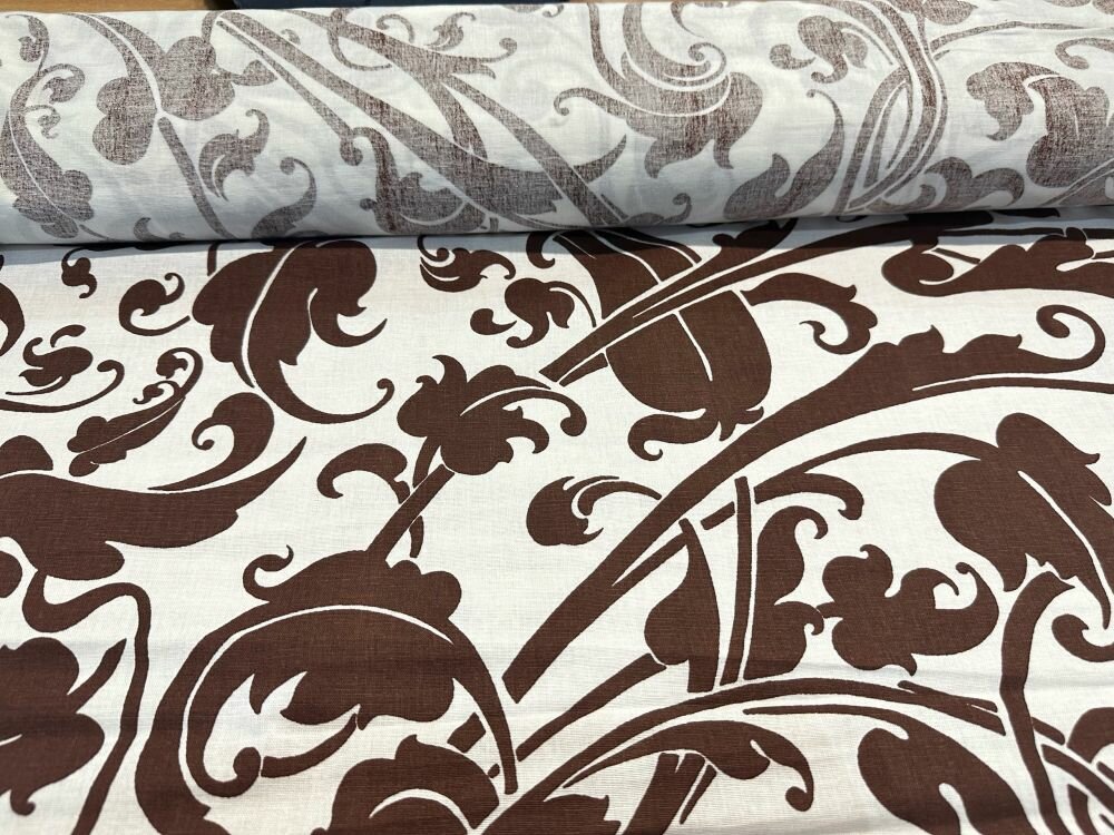 150 см. Ткань лен хлопок с вензелями отрез 1 метр плотность 150 г/м2