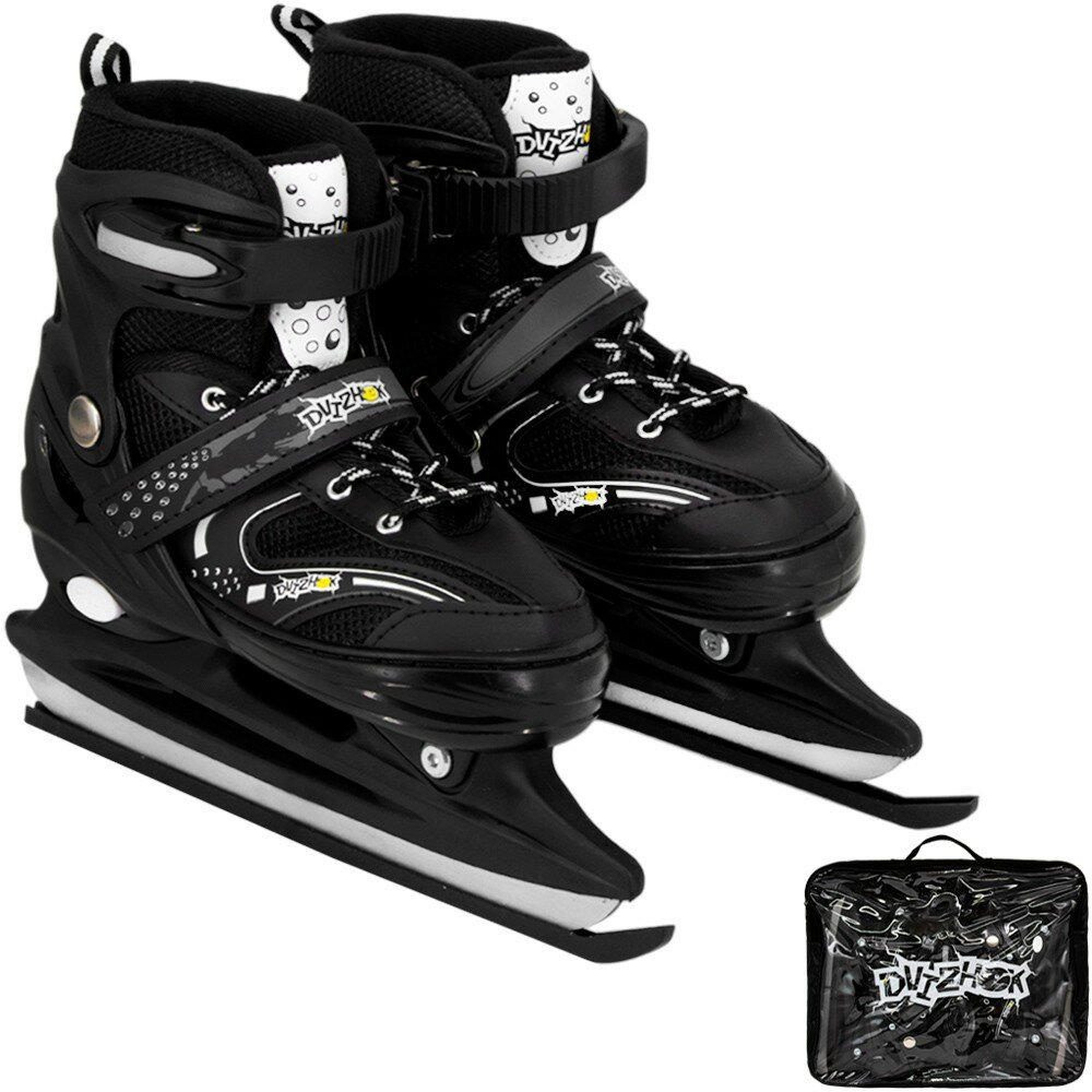 Детские коньки Dvizhok раздвижные, размер S 30-33, черные (141U-276)