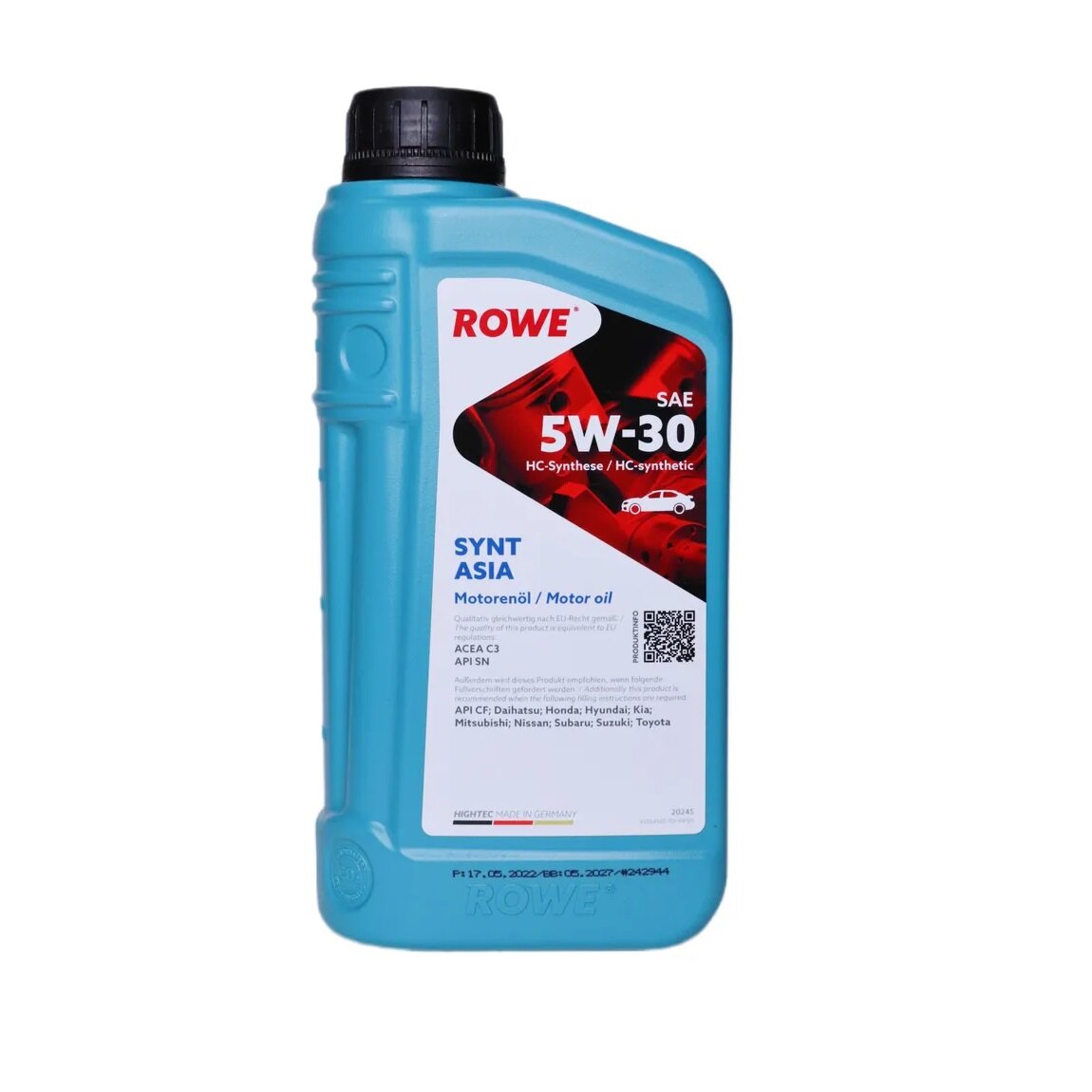 Моторное масло синтетическое ROWE HIGHTEC SYNT ASIA 5W-30, 1 литр канистра