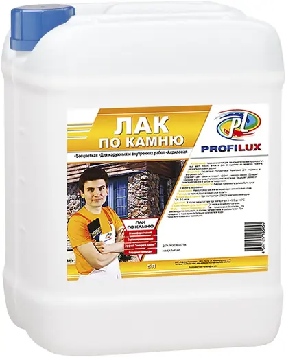 Лак по Камню ProfiLux 5л Бесцветный, Полуматовый с Эффектом "Мокрого Камня" для Внутренних и Наружных Работ / Профилюкс.