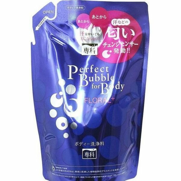 FINETODAY Дезодорирующее жидкое мыло для тела, с цветочным ароматом Senka Perfect Bubble for Body, сменная упаковка 350 мл