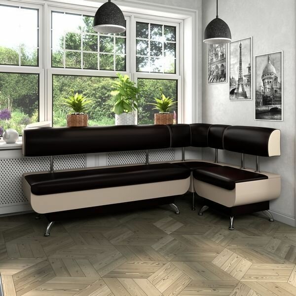 Модульный кухонный диван Валенсия (МД 1500 + МУ 500 + МД 600 мм) экокожа 221/101 (Бител)