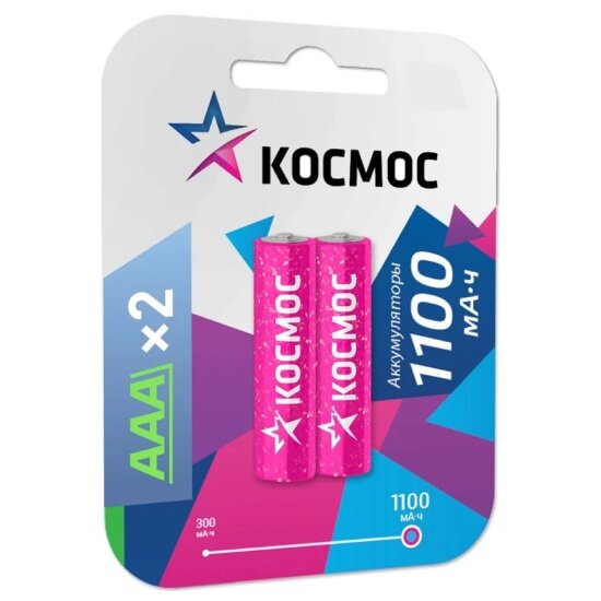 Аккумулятор Космос Электро космос AAA/R03 1100мА. ч Ni-MH (блист.2шт), KOCR03NIMH(1100MAH)
