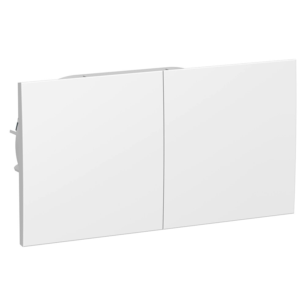 Розетка двойная SE "Атлас Дизайн", со сдвижными крышками, без рамки, белая