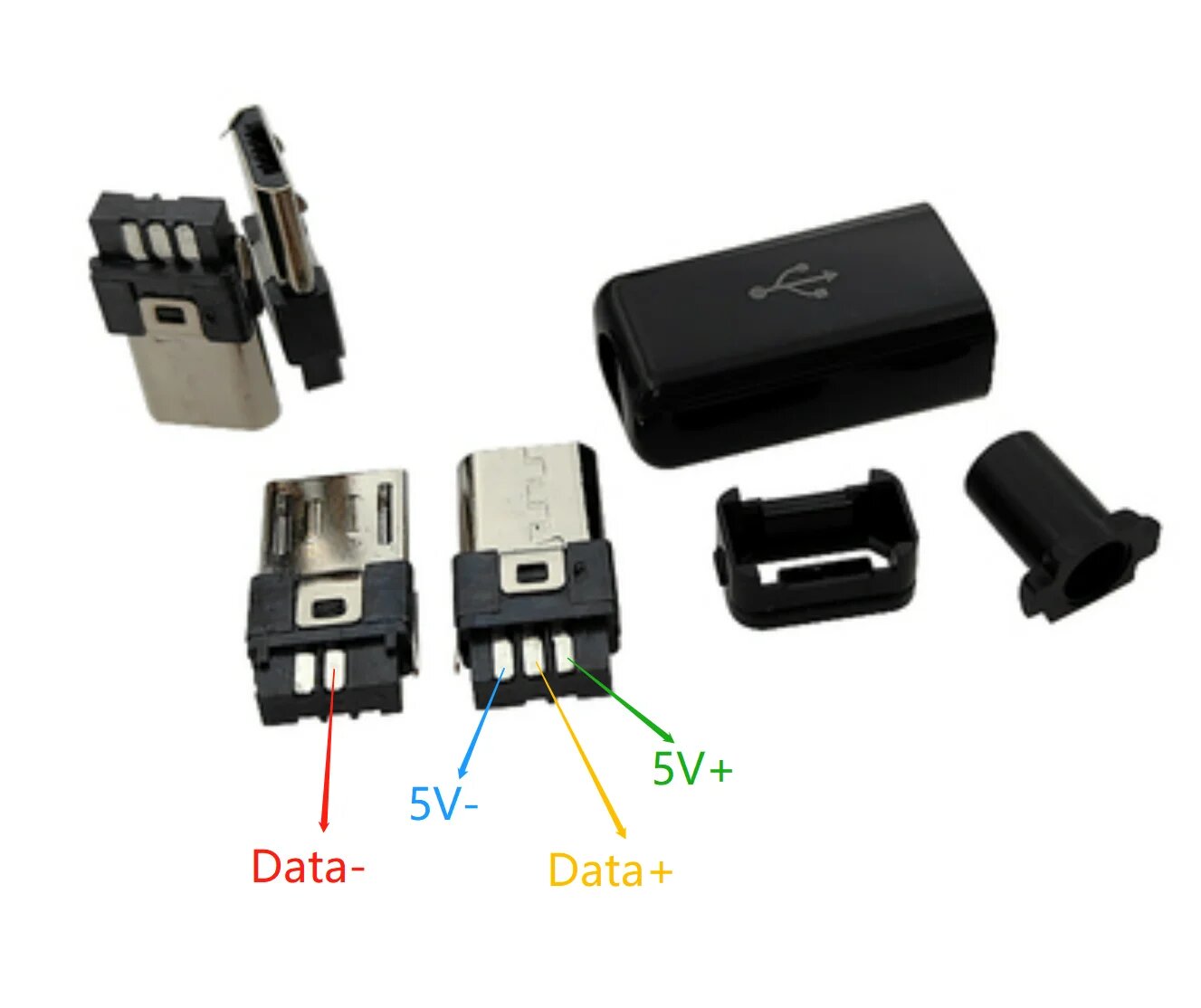 Разъемы Micro USB Pixiuonline 10 шт, черный, белый 5Pin 10black