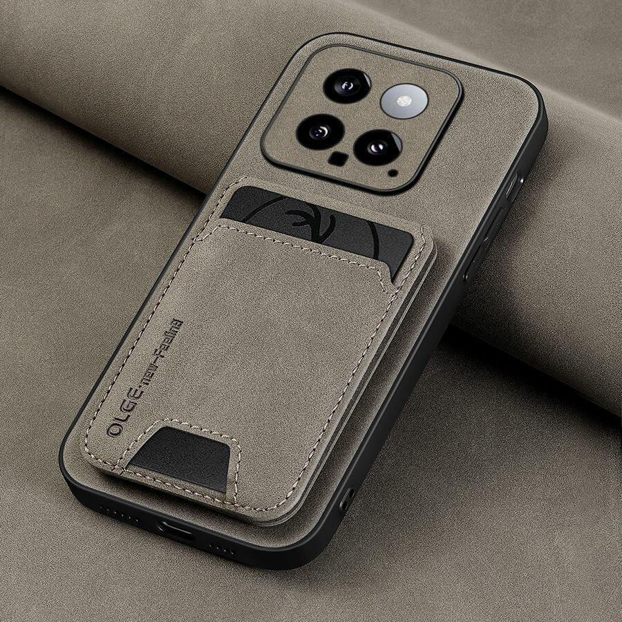 OLGE Кожаный Чехол Для Xiaomi 14 (Сяоми 14, Ксиаоми 14) С Картхолдером , Противоударный , Нескользящий И Удобный