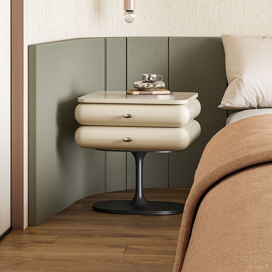 Дизайнерская прикроватная тумбочка Vine Glass (белый)