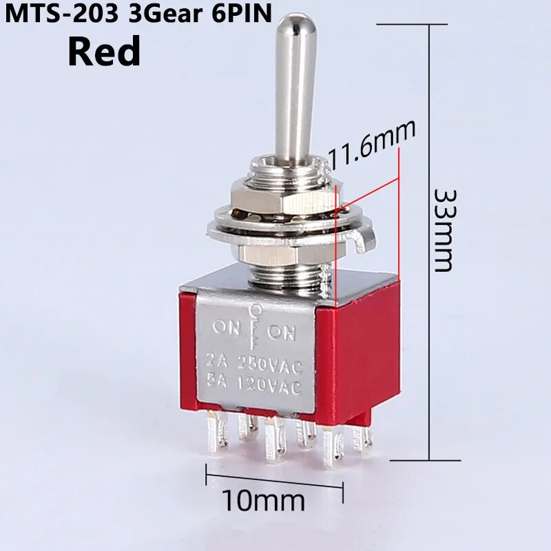 Переключатель 3-позиционный MTS-203 Red, 2шт
