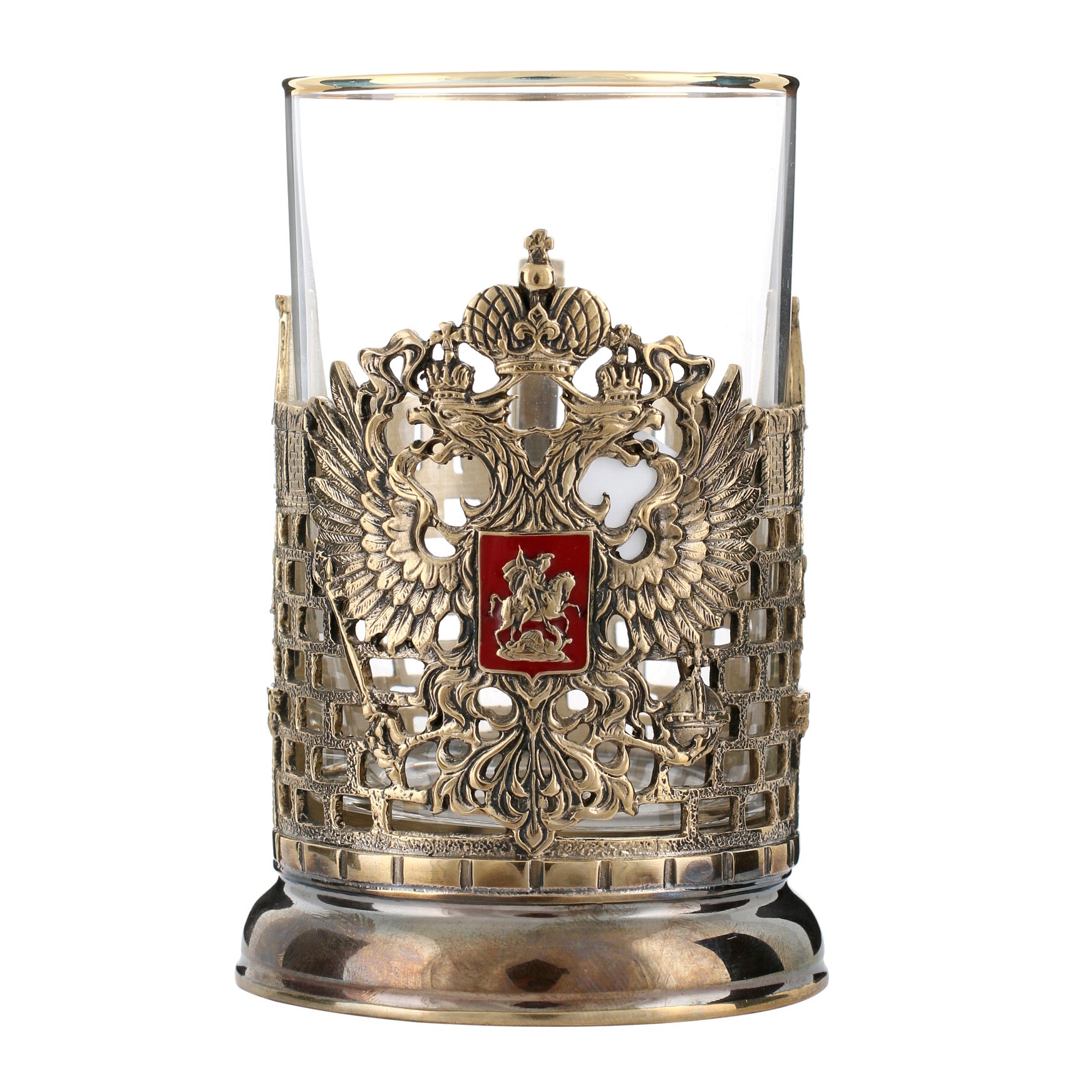 Подстаканник Герб России, эмаль, литье