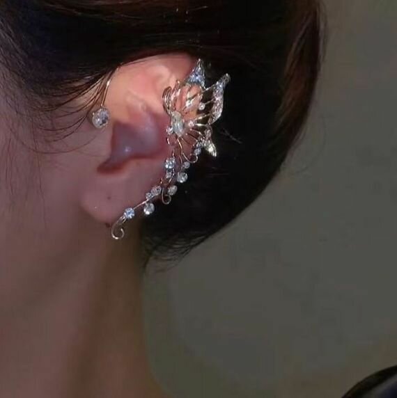Серьги каффы, искусственный камень