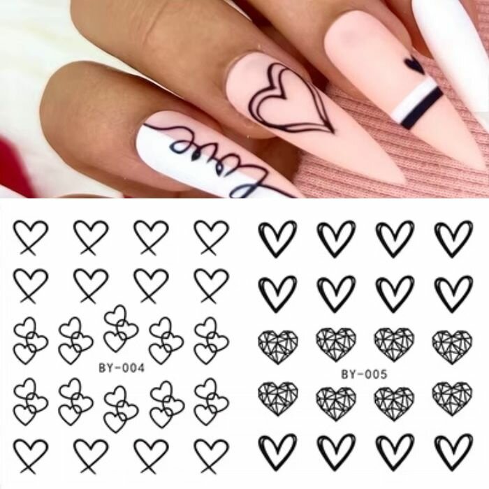 Слайдеры на ногти сердечки