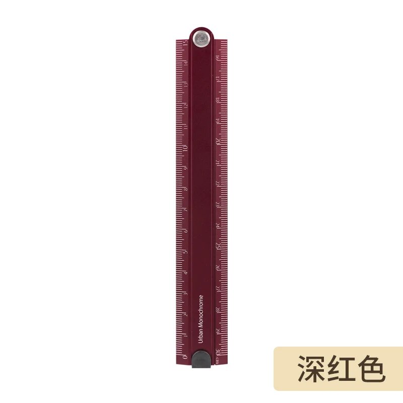 Kokuyo Alumite складная металлическая линейка 30 см Бордовый, 1pc Dark Red