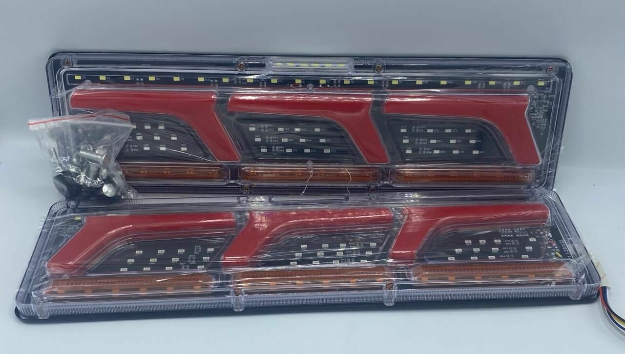 Задние фонари на грузовик, прицеп, ГАЗель, ГАЗ, МАЗ, Некст, автобус 2ШТ 12-24В / Стоп сигнал на авто / Светодиодные фары LED Габаритные №9