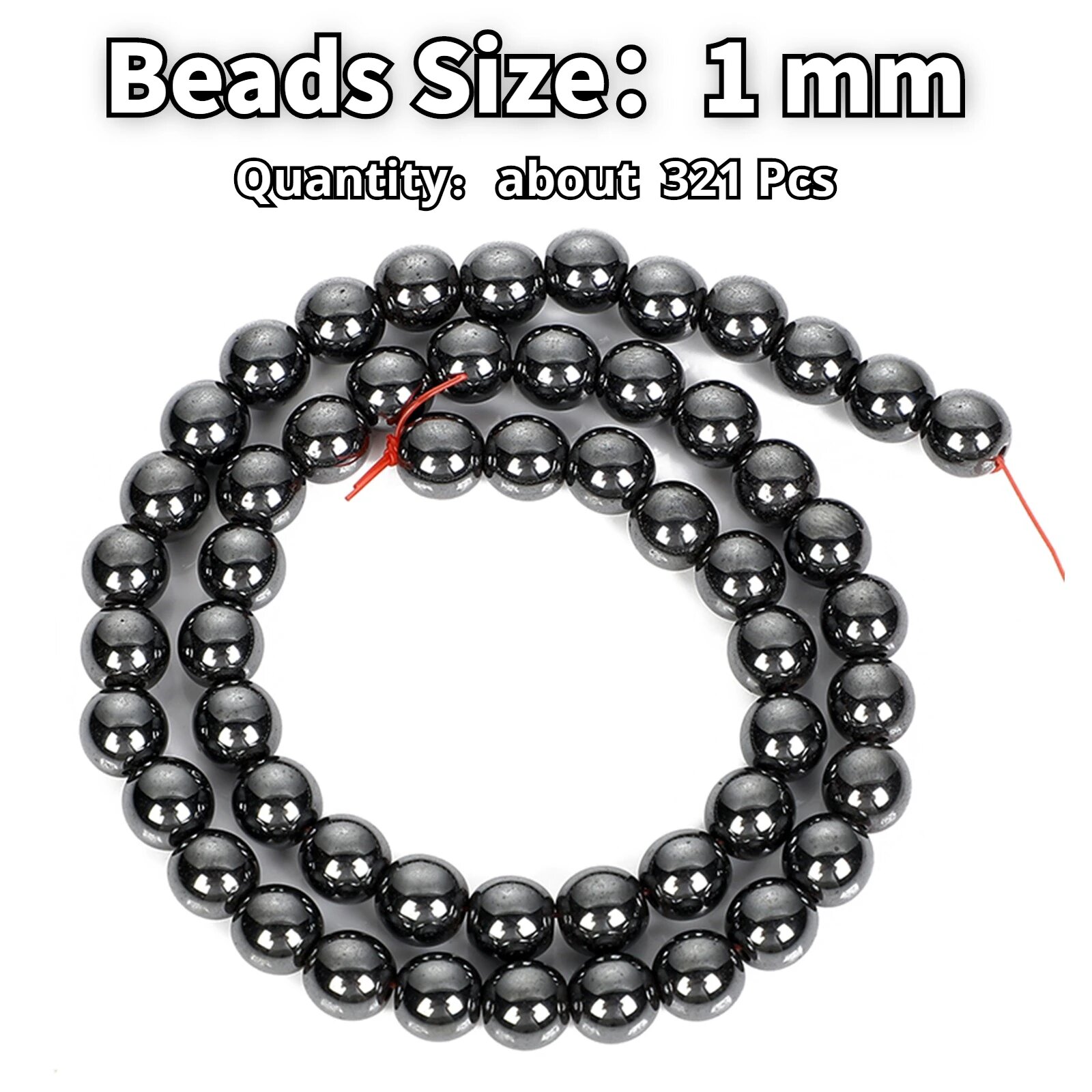 Черные гематитовые бусины 1-14 мм Черный, Round 1mm