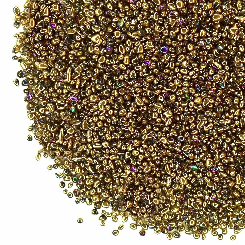 Стеклянные камушки мелкие для творчества и рукоделия сине-золотые EPOXYMASTER, 100г