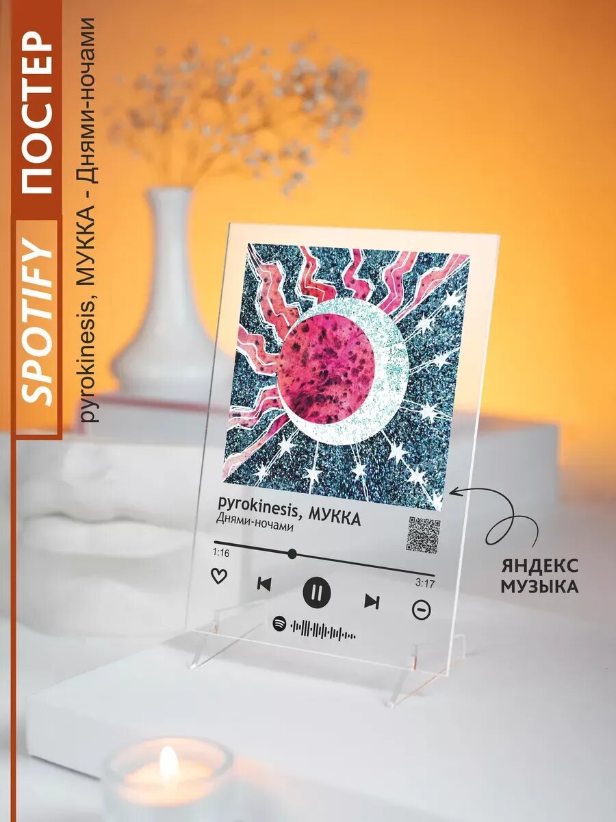 Подарок другу спотифай постер пирокинезис, Мукка