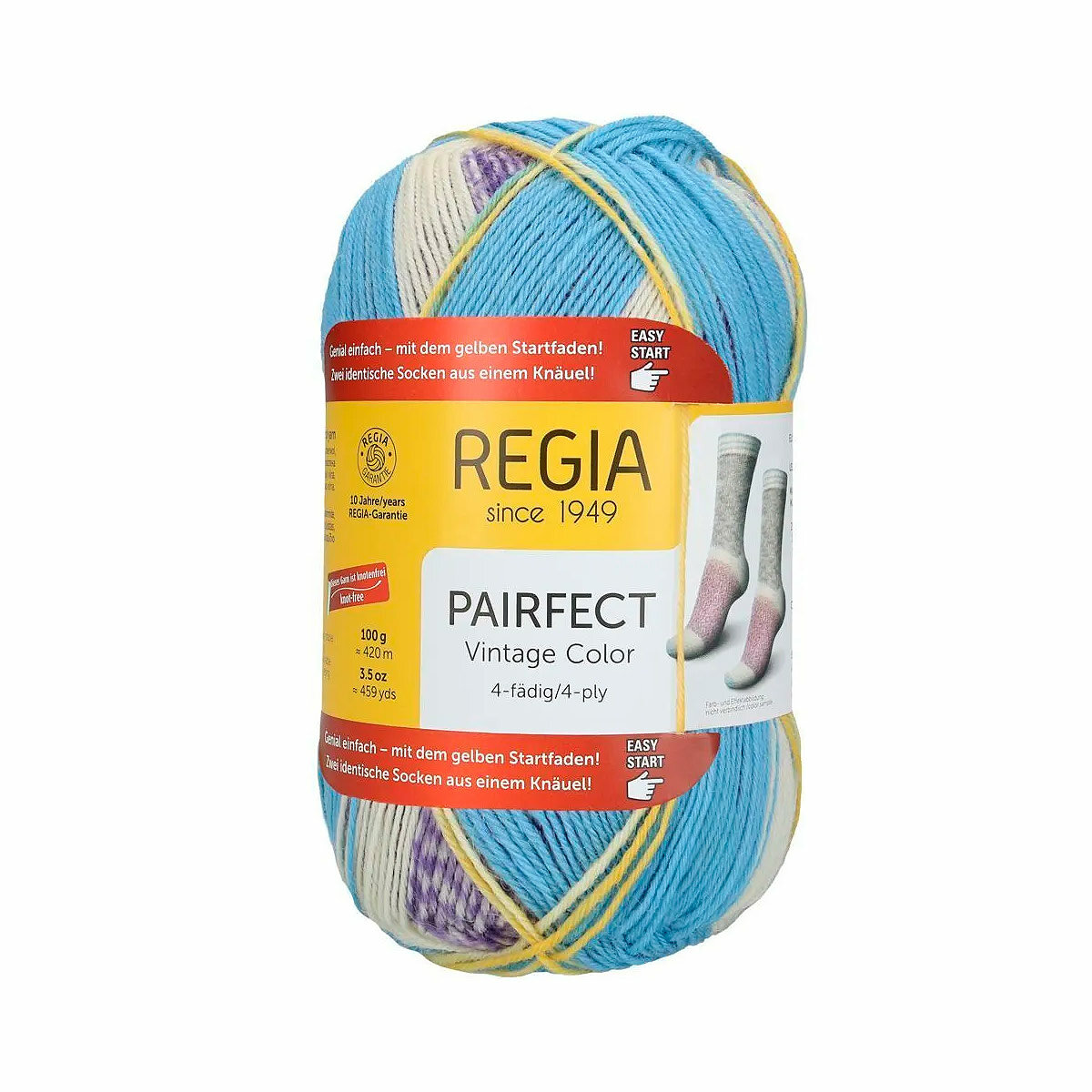 Pairfect /Пайрфект/ пряжа Regia, 4 нитки, MEZ, 9801613 (01363, PAIRFECT, grey shadows color (серые тени), бежевый/голубой/розовый/серый)