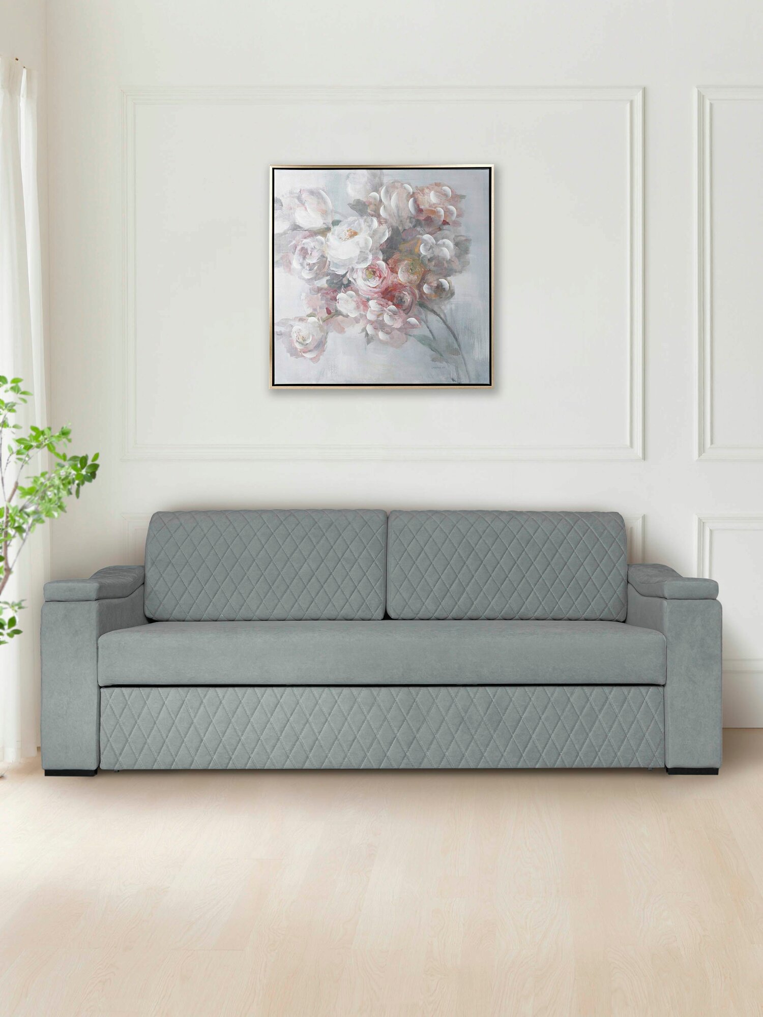 MARLEN, Прямой диван Денвер, раскладной, 238х101х99 см, серый велюр