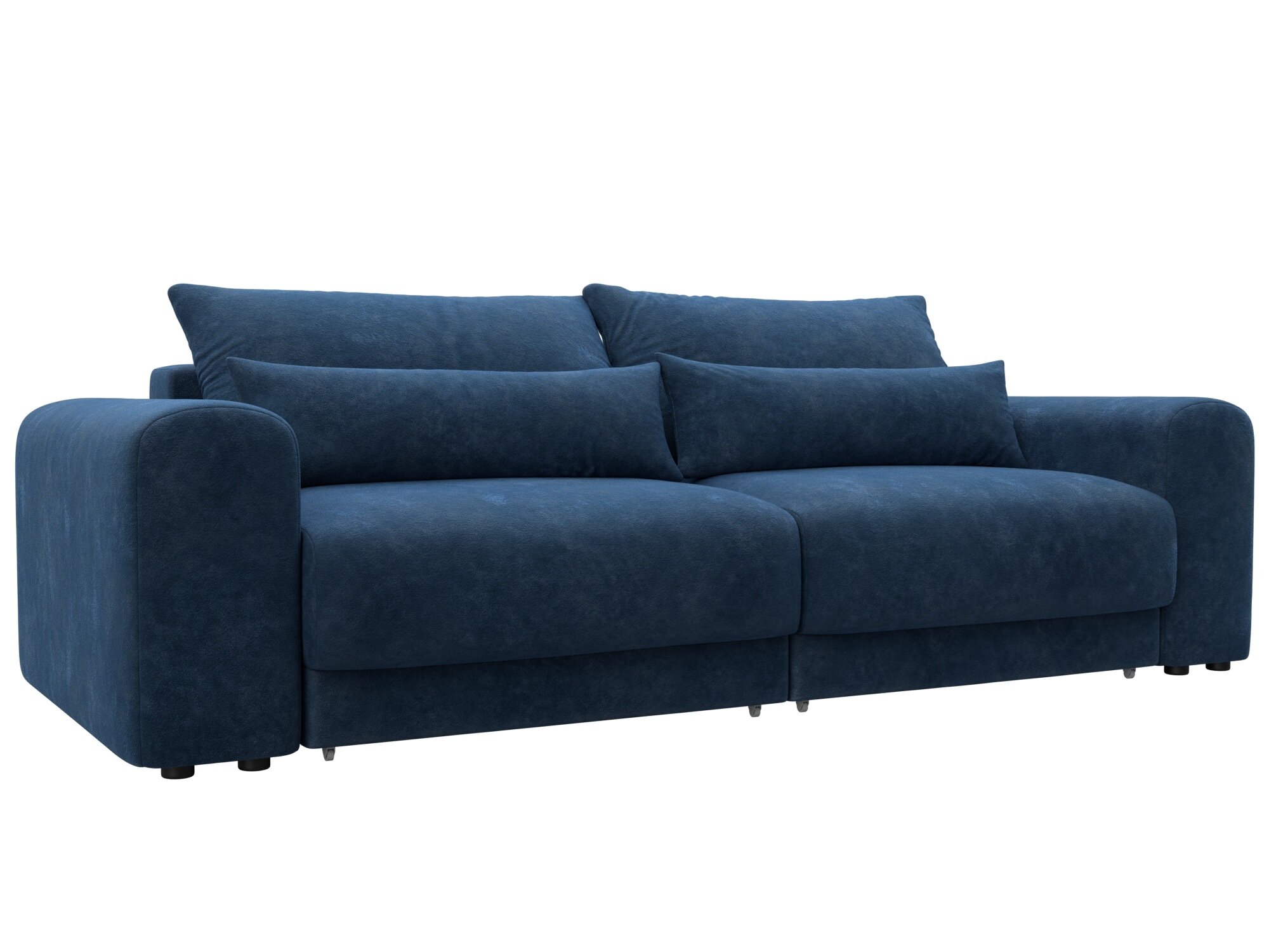 Диван прямой Лига-056 НПБ, 4-местный, размер: 252х118см, спальное место: 163х200см, велюр BRUT 11, синий