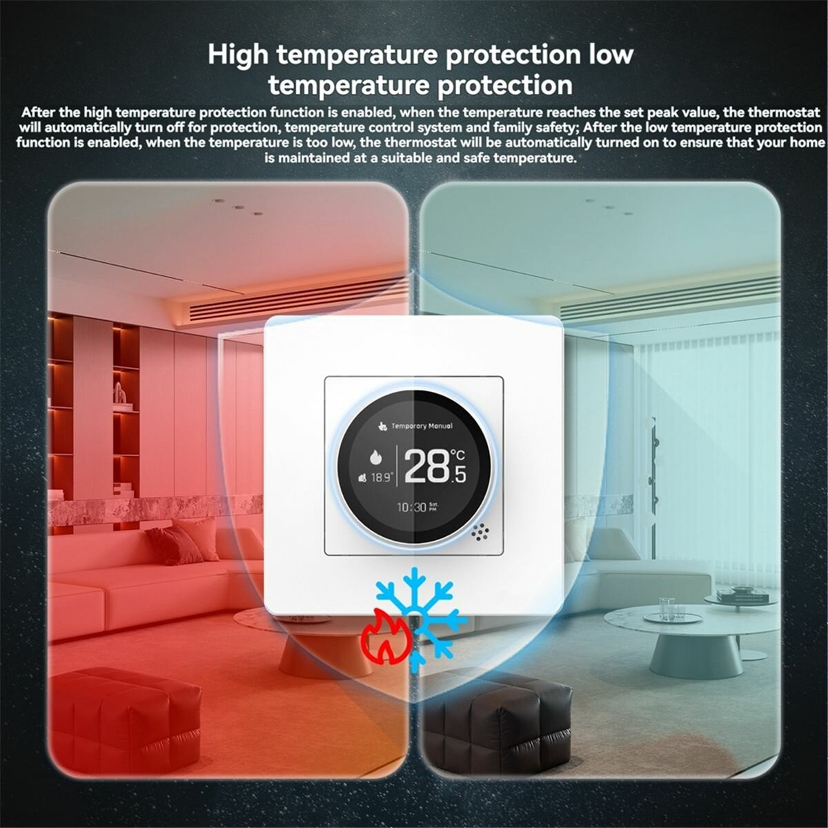 Tuya ZigBee Smart Knob Термостат Электрический теплый пол Белый
