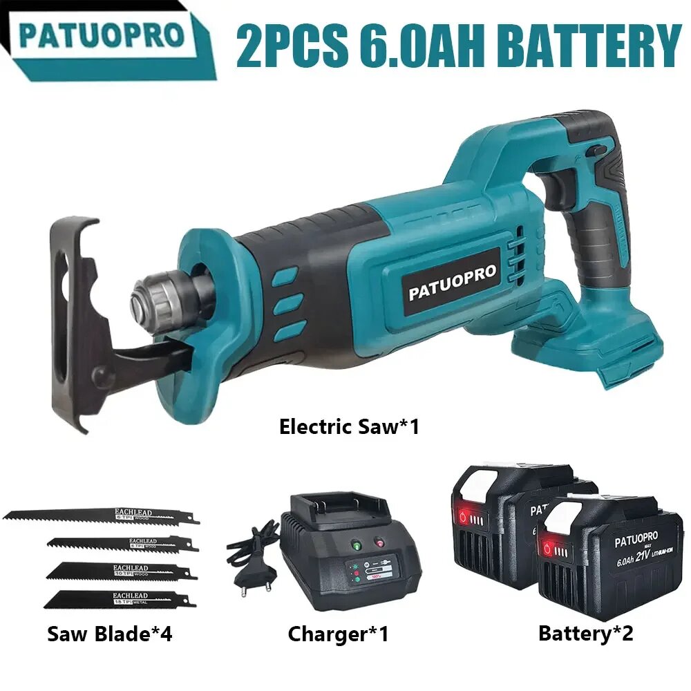 Аккумуляторная сабельная пила PATUOPRO для Makita 18 В 2PCS 6.0Ah Battery