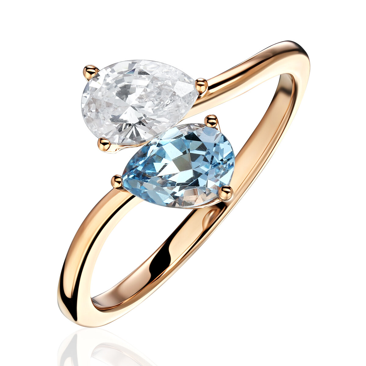 Кольцо, красное золото, 585 проба, фианит, шпинель