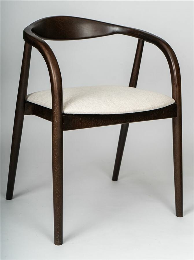 Деревянное полукресло венское Diona темный орех с мягким сиденьем из бежевой ткани Тесла 01