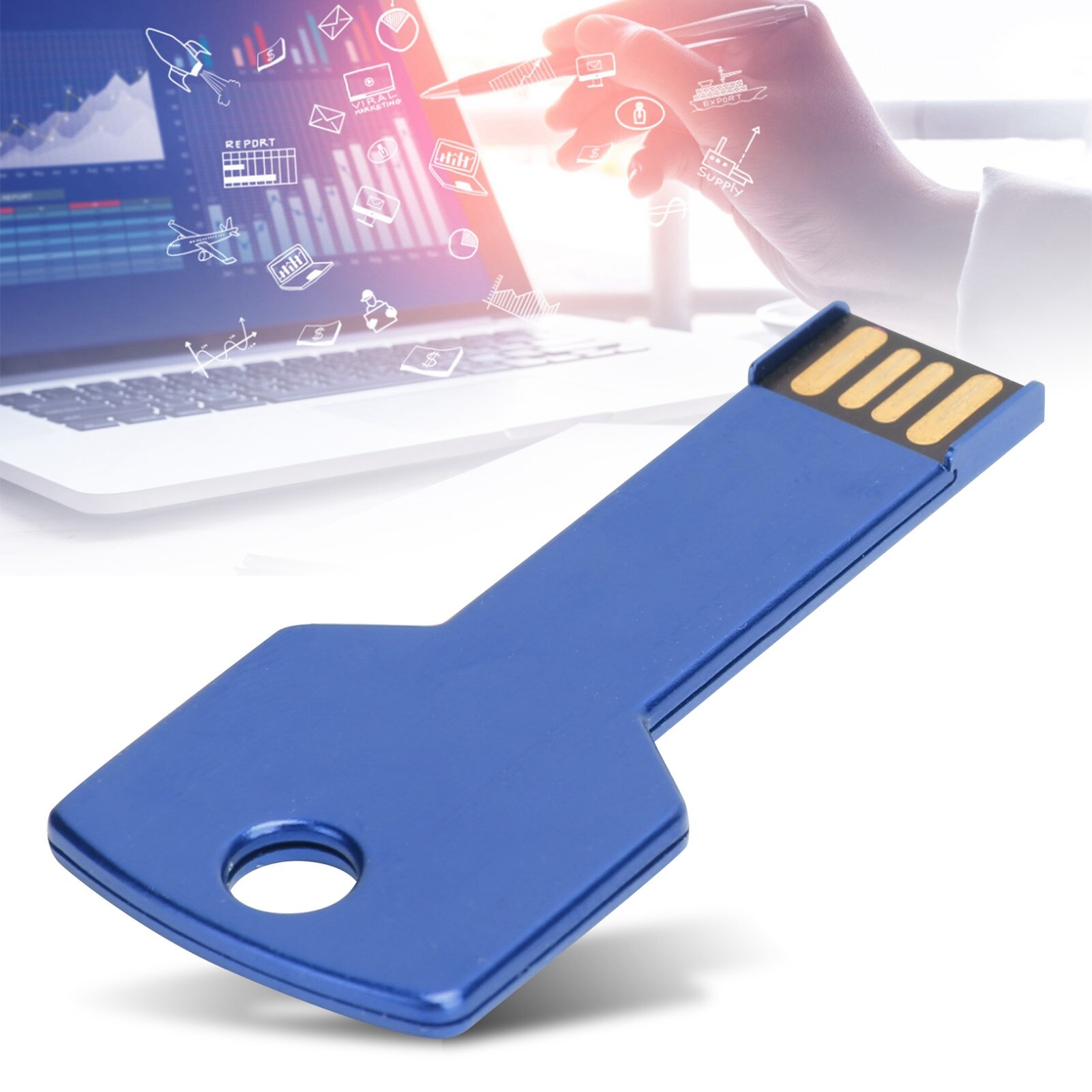 USB флешка форма ключа USB накопитель Plug and Play U диск для компьютера автомобиля использование 32GB синий цвет