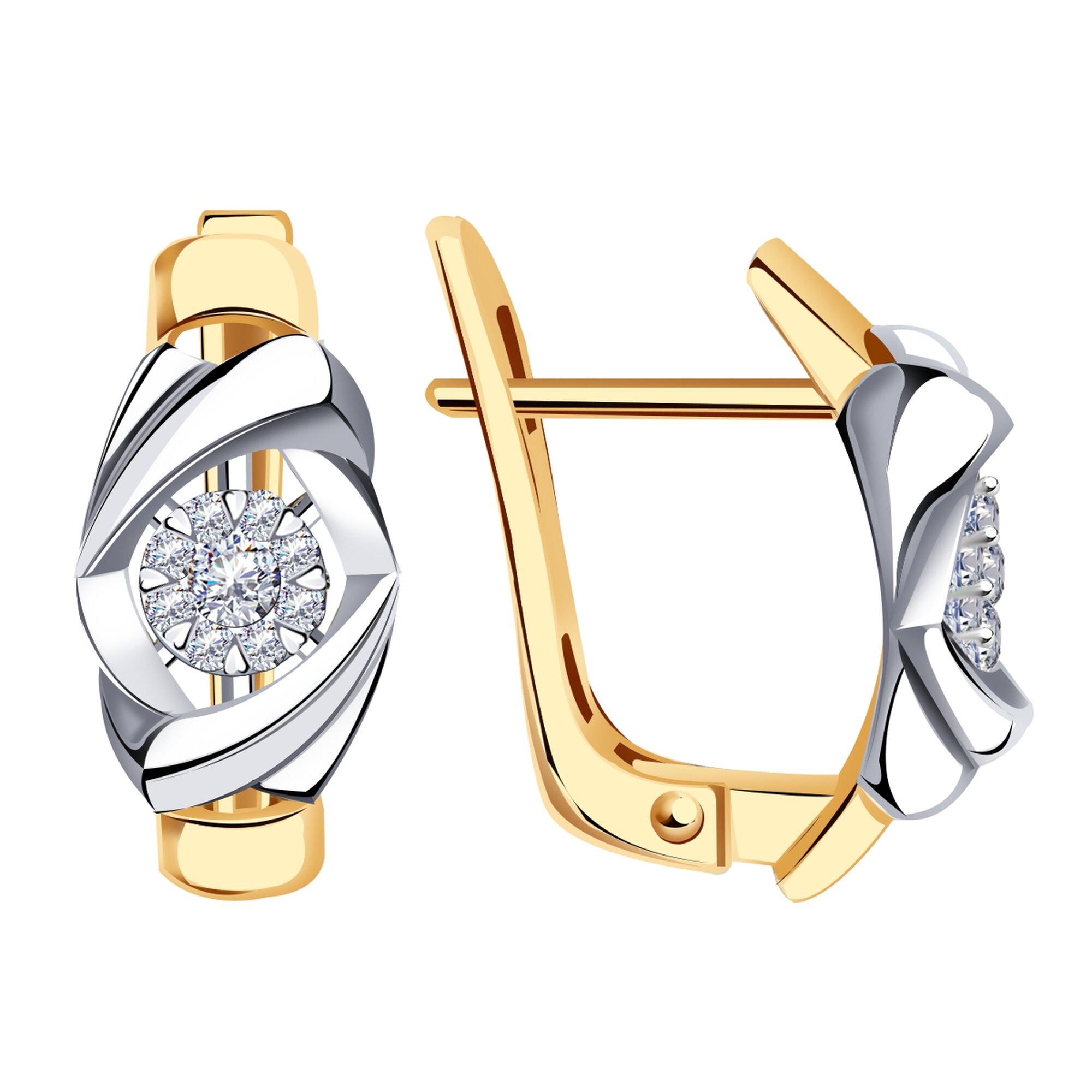 Серьги, красное золото, 585 проба, бриллиант