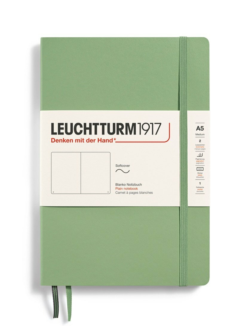 Книга для записей A5 61л нелин. "Classic" мягк. обл, шалфей, Leuchtturm1917