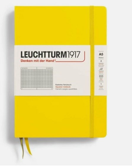 Книга для записей A5 125л кл. "Classic" тв. обложка, цвет лимонный, Leuchtturm1917